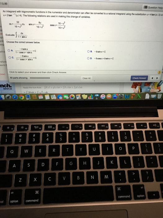 Solved An Integrand With Trigonometric Functions In The