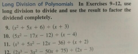 Solved Long Division of Polynomials In Exercises 9-12, use | Chegg.com