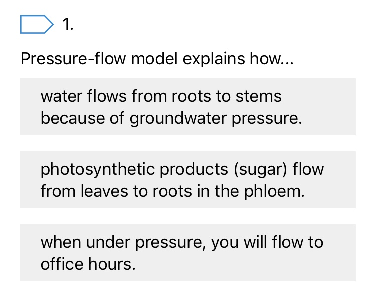 Solved 1. Pressure-flow model explains how... water flows | Chegg.com