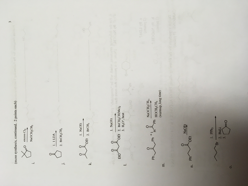Solved more synthesis, continued. 2 points each) O excess Cl | Chegg.com