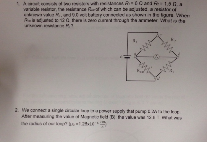 Solved 1. A circuit consists of two resistors with | Chegg.com