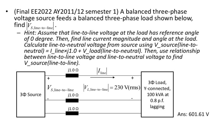 Solved A balanced three-phase voltage source feeds a | Chegg.com