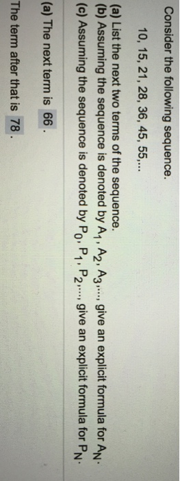 Solved Consider the following sequence. 10, 15, 21, 28, 36, | Chegg.com