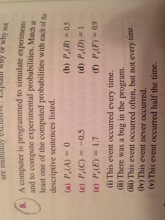 Solved A computer is programmed to simulate experiments and | Chegg.com