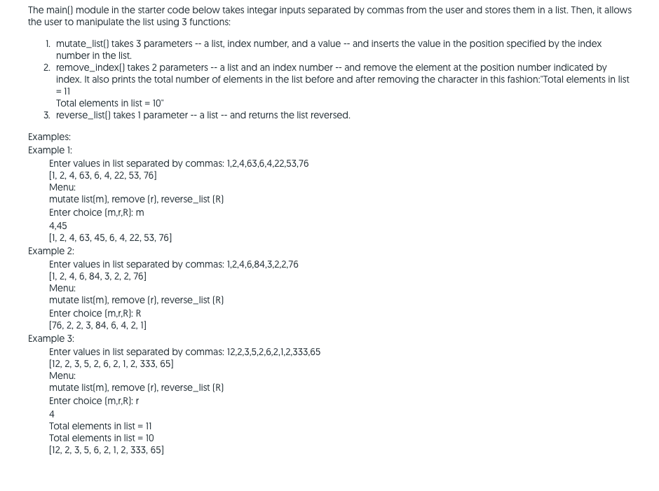 Solved The main() module in the starter code below takes | Chegg.com