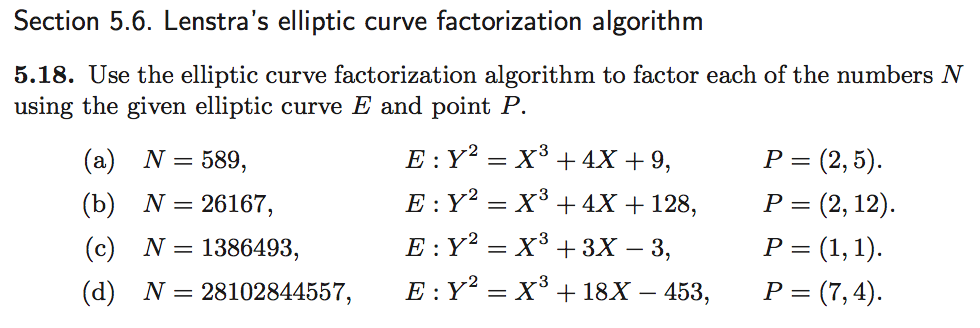Solved Use The Elliptic Curve Factorization Algorithm And