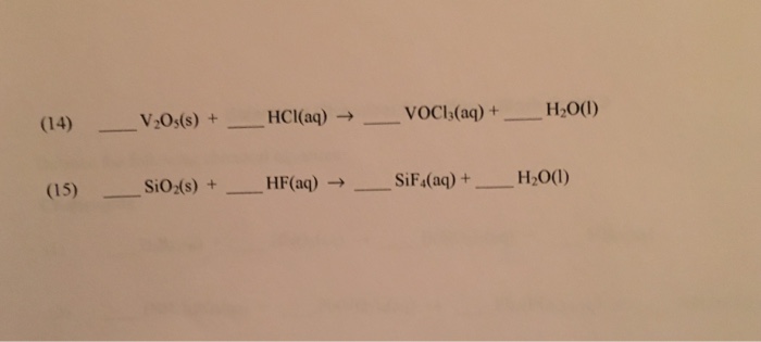 Solved Balance the following chemical equations | Chegg.com