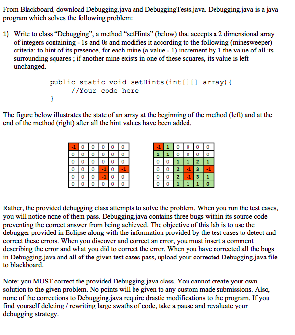 From Blackboard, download Debugging.java and | Chegg.com