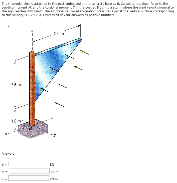 Solved The triangular sign is attached to the post embedded | Chegg.com