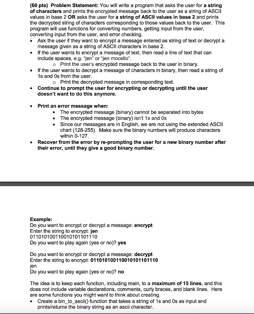 Solved (60 pts) Problem Statement: You will write a program | Chegg.com