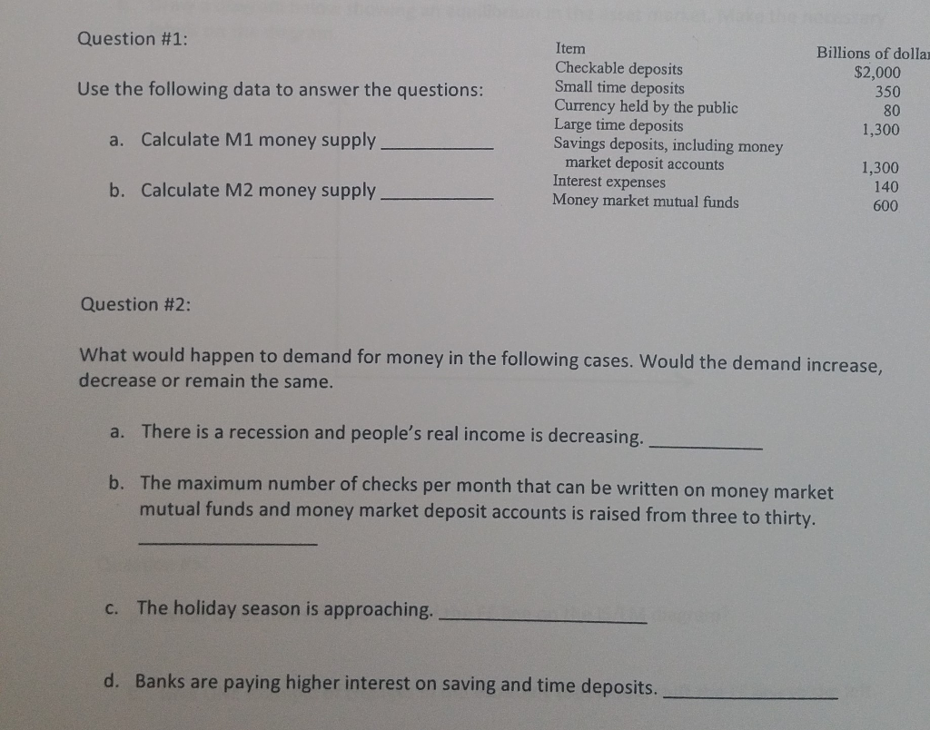 Solved Use the following data to answer the questions: a. | Chegg.com