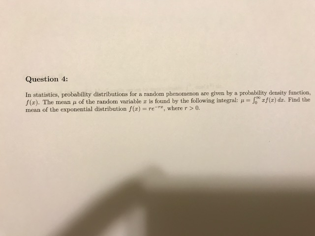 Solved In statistics, probability distributions for a random | Chegg.com