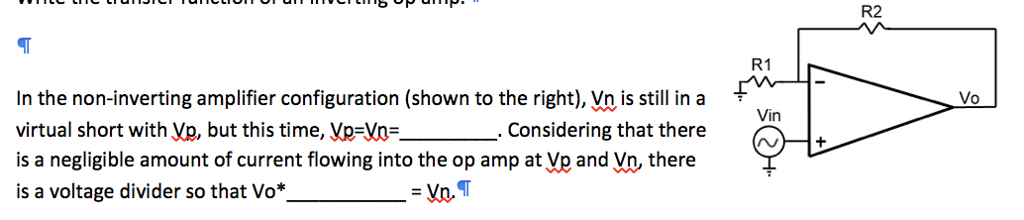 Solved In the non-inverting amplifier configuration (shown | Chegg.com