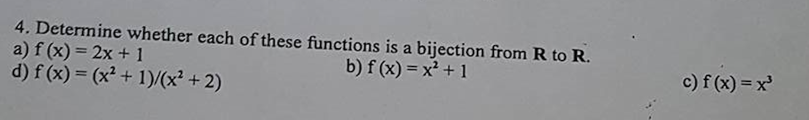 Solved Determine Whether Each Of These Functions Is A