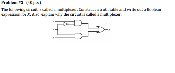 Solved The following circuit is called a multiplexer. | Chegg.com