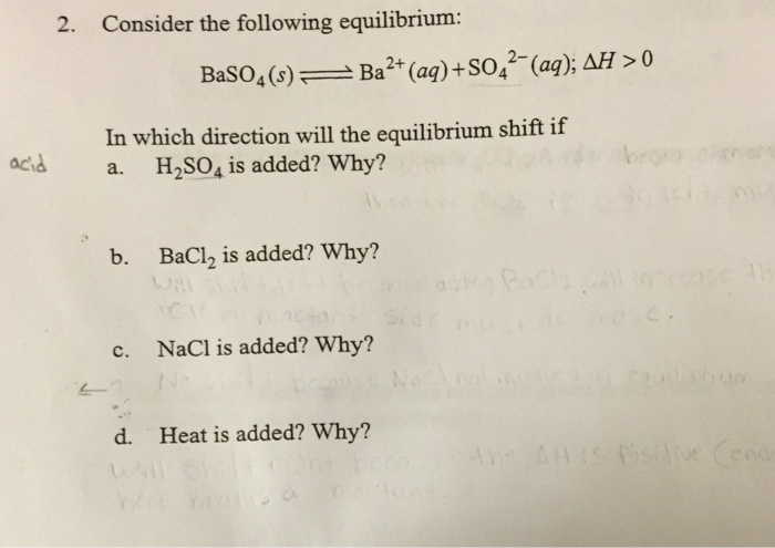 Solved Consider the following equilibrium: BaSO_4(s) | Chegg.com