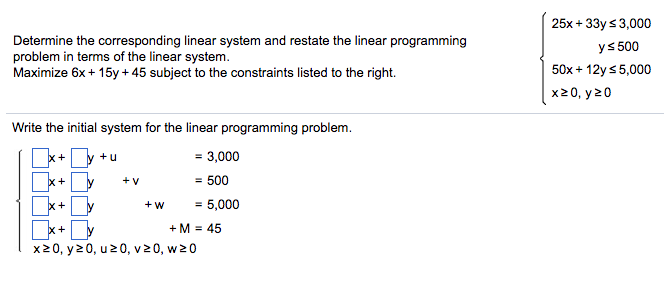 Solved Determine the corresponding linear system and restate | Chegg.com