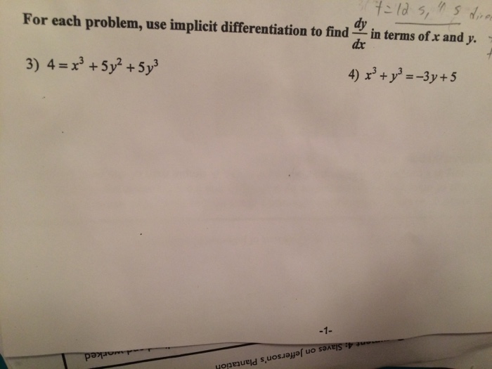 Solved For each problem, use implicit differentiation to | Chegg.com
