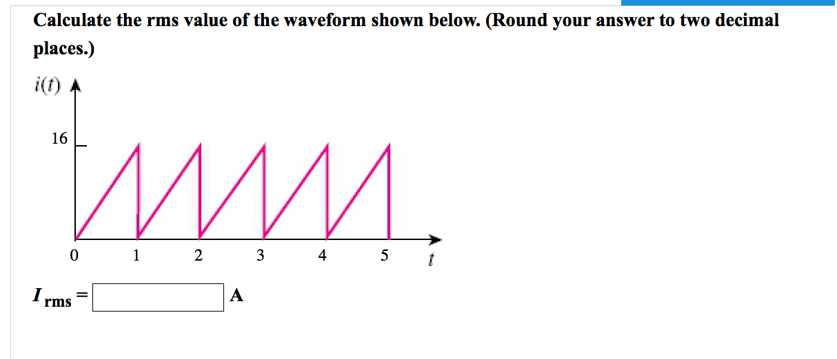Solved Calculate the rms value of the waveform shown below. | Chegg.com