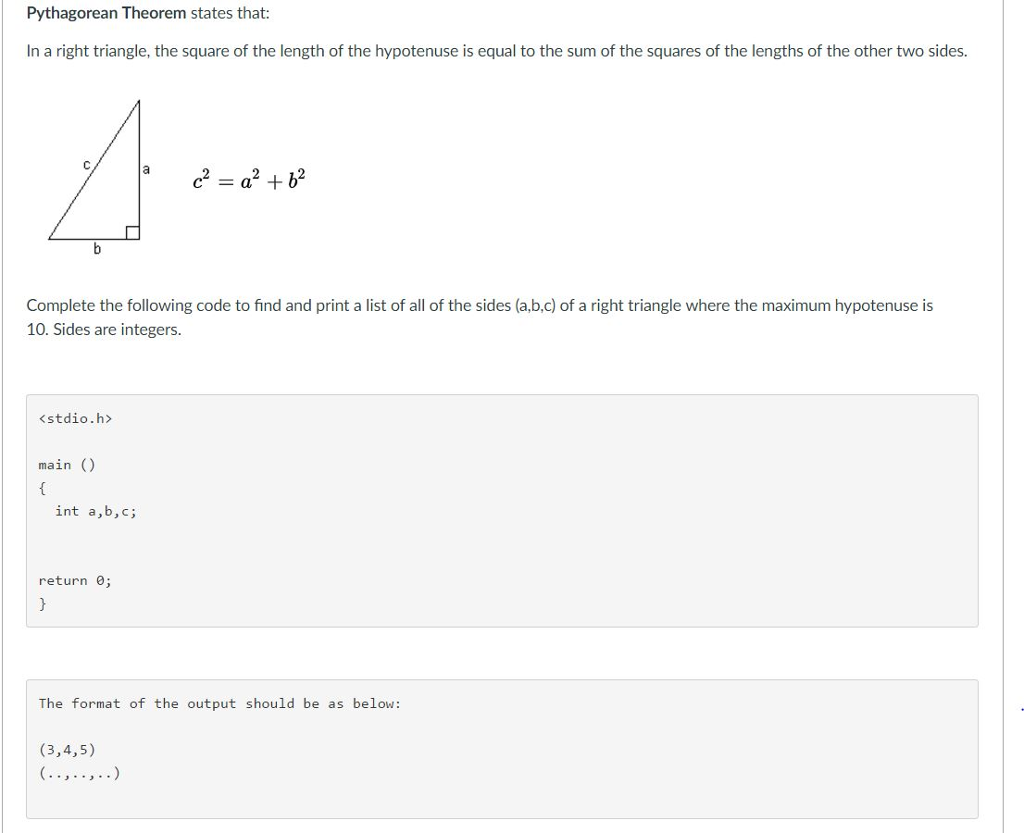 Solved In a right triangle, the square of the length of the | Chegg.com