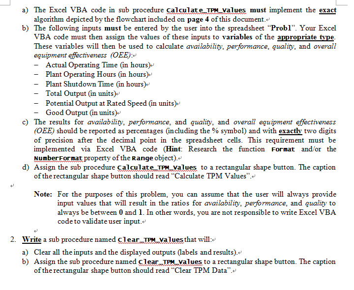 Solved Write a sub procedure named Calculate_TPM_Values that | Chegg.com