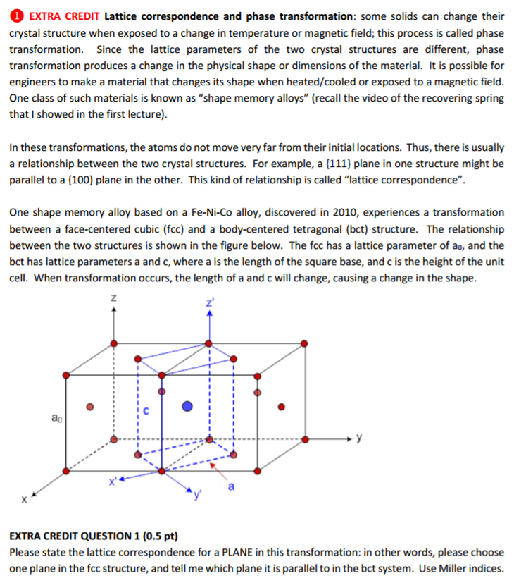 Lattice correspondence and phase transformation: some | Chegg.com