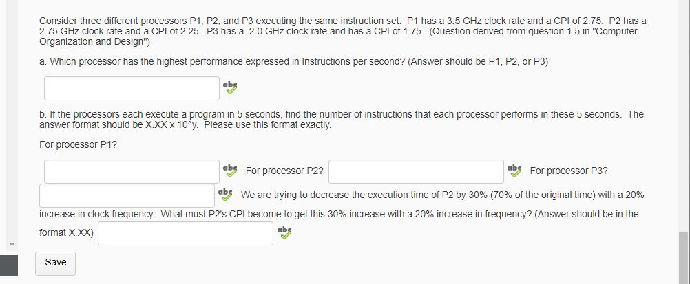 Solved Consider three different processors P1, P2, and P3 | Chegg.com