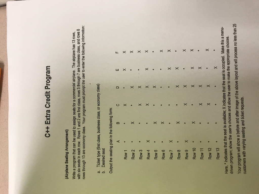 Solved Write a program that can be used to assign seats for | Chegg.com