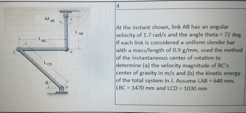 Solved 4 AB At the instant shown, link AB has an angular | Chegg.com