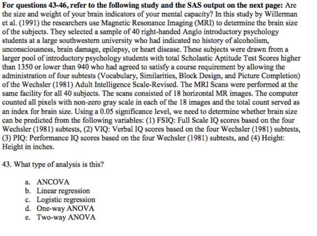 Solved Analysis of variance Sum of Mean Square F Value Pr F | Chegg.com