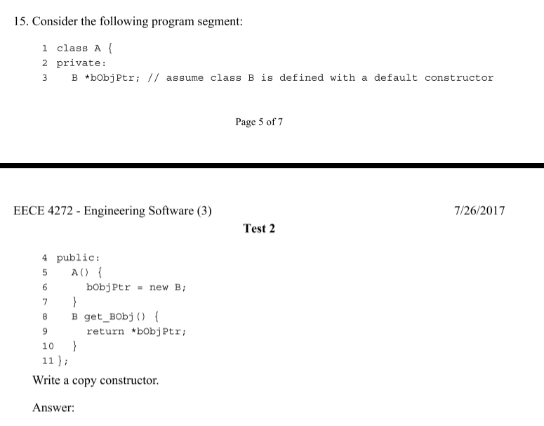 Solved Consider the following program segment: class A { | Chegg.com