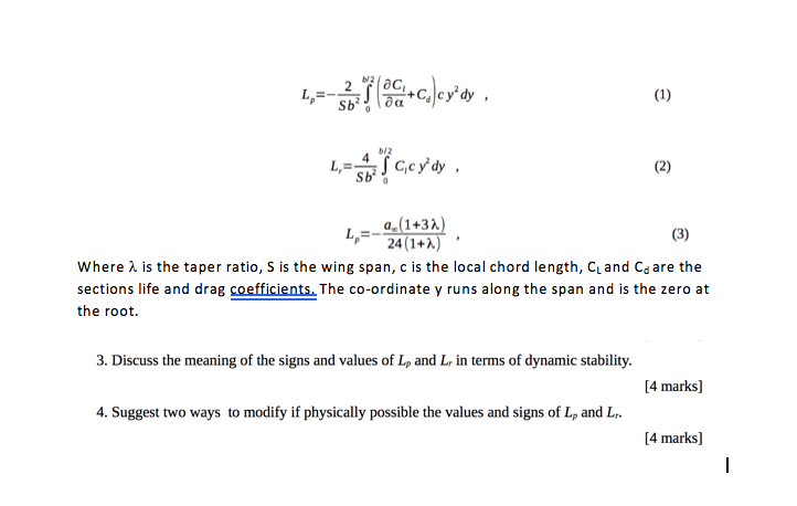 biz where λ is the taper ratio, s is the wing span, c | Chegg.com