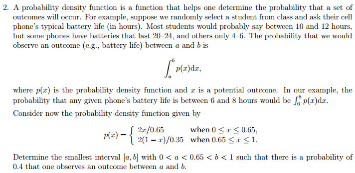 Solved: A Probability Density Function Is A Function That ... | Chegg.com