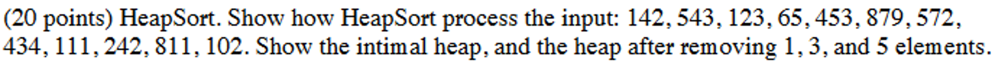 Solved Heapsort. Show how HeapSort process the input: 142, | Chegg.com