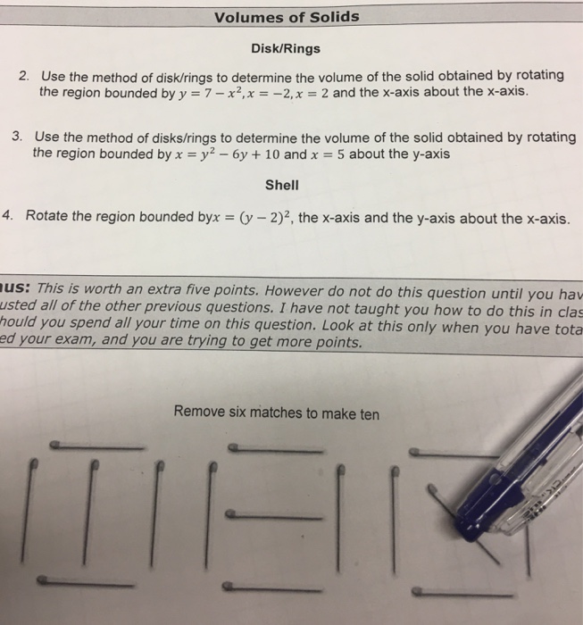 Solved Disk/Rings Use the method of disk/rings to determine | Chegg.com
