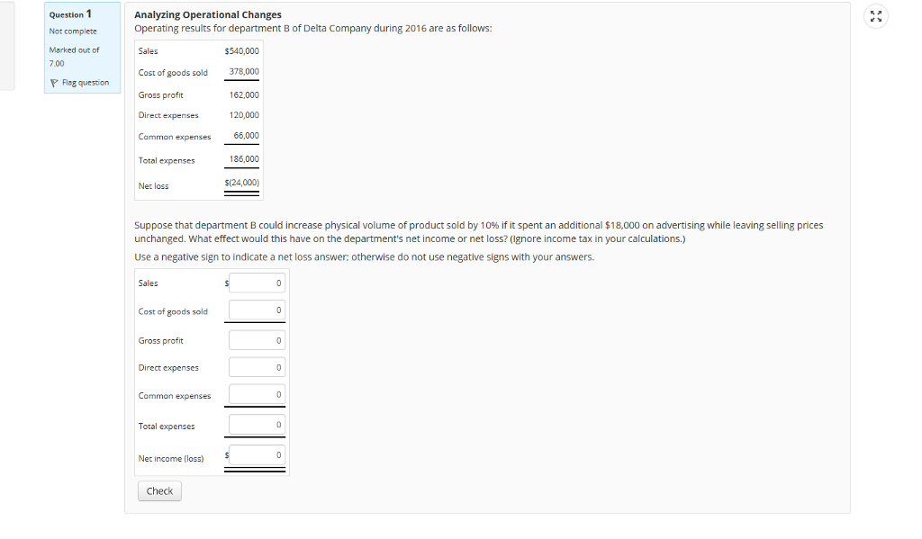 Solved Analyzing Operational Changes Operating results for | Chegg.com