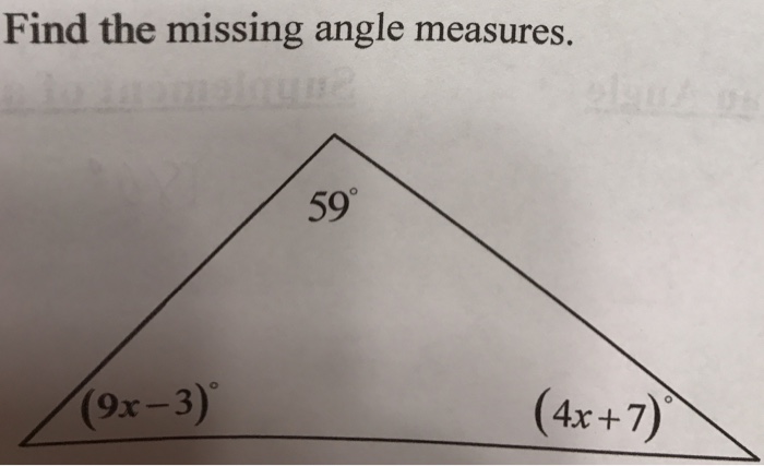 Solved Find the missing angle measures. | Chegg.com
