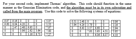 Solved Thomas Algorithm code in C for the system of linear | Chegg.com