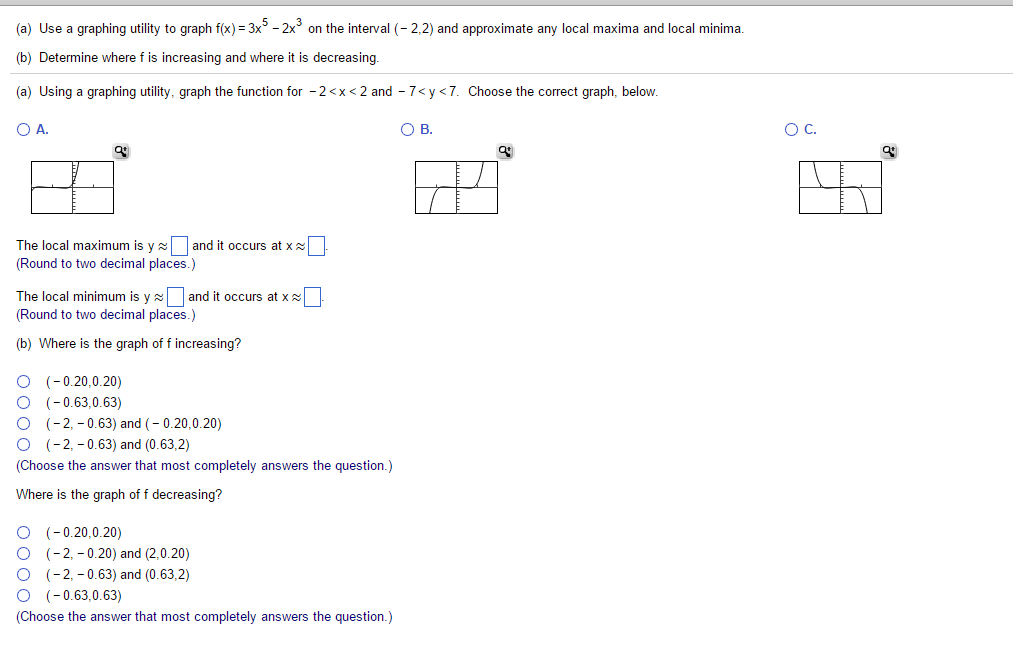 Solved Use a graphing utility to graph f(x) = 3x^5 - 2x^3 on | Chegg.com
