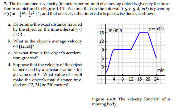 Solved 7. The instantaneous velocity (in meters per minute) | Chegg.com