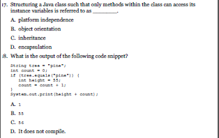 Solved 17. Structuring a Java class such that only methods | Chegg.com