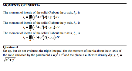 Moment Of Inertia Integral