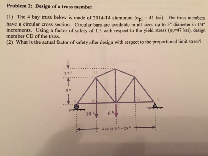 Solved The 4 bay truss below is made of 2014-T4 aluminum | Chegg.com