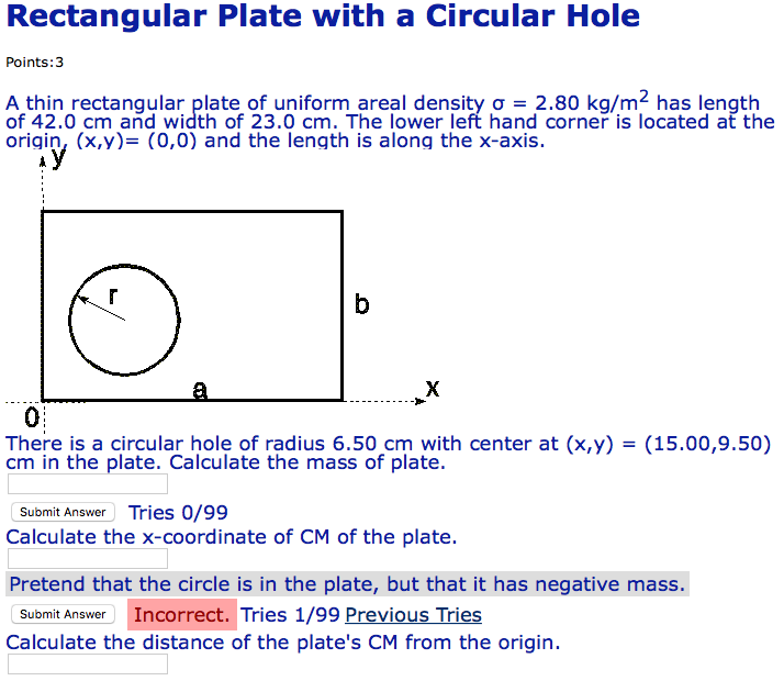 Solved Rectangular Plate with a Circular Hole Points:3 A | Chegg.com