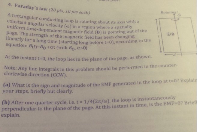 Solved 4. Faraday's law (20 pts, 10 pts each) Rotating | Chegg.com