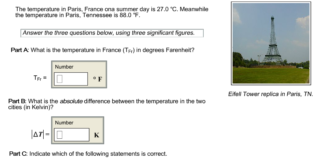 Solved The temperature in Paris, France ona summer day is | Chegg.com