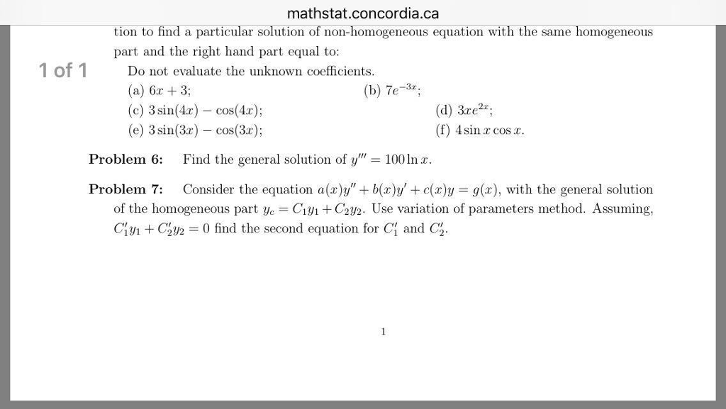 Solved mathstat.concordia.ca tion to find a particular | Chegg.com