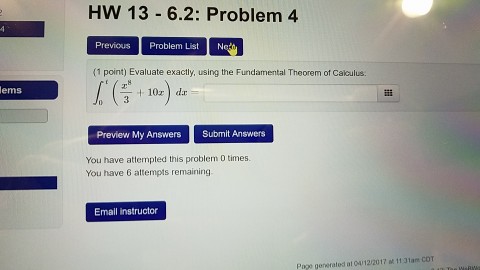 Solved Evaluate exactly, using the Fundamental Theorem of | Chegg.com