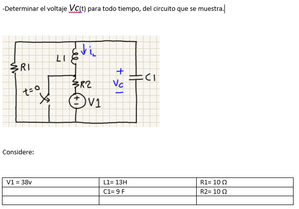 Solved Determine the voltage Vc(t) for all time for the | Chegg.com
