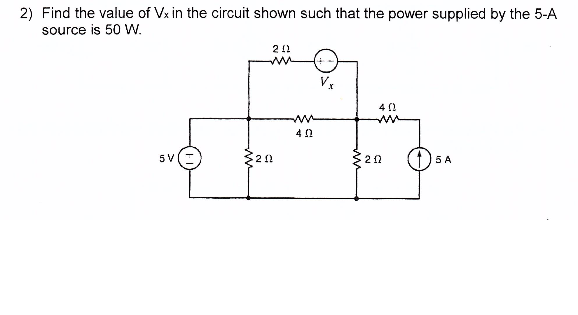 Solved Find the value of Vx in the circuit shown such that | Chegg.com